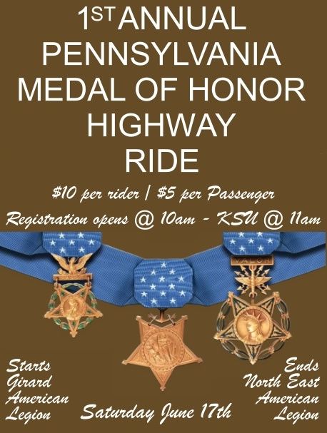 1st Annual - Medal of Honor Ride | American Legion Post 494, Girard, PA ...