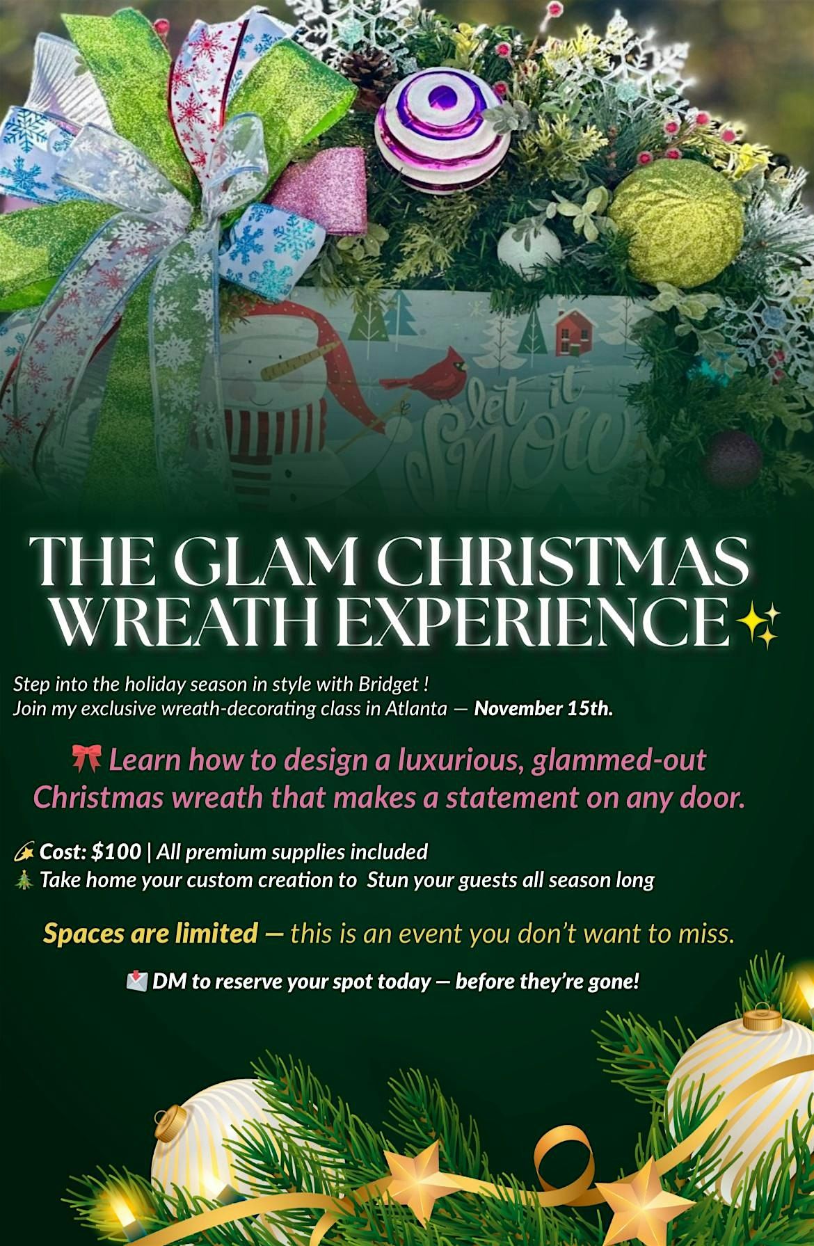 Christmas Wreath Making Class on 15th November, 2025
