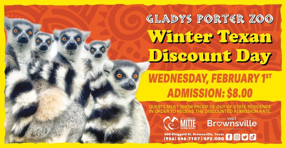 Winter Texan Discount Day at Gladys Porter Zoo, Brownsville on 1st February, 2023