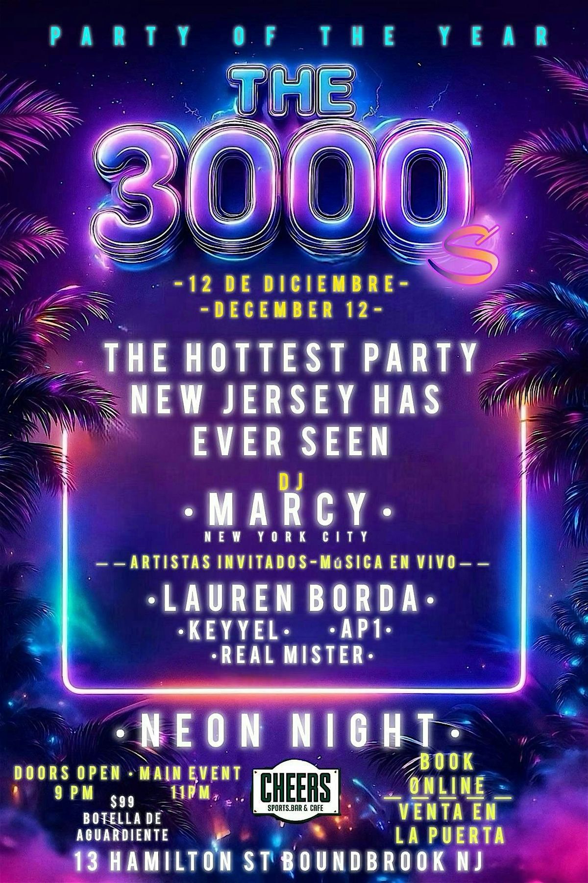 THE 3000- PARTY OF THE YEAR at Cheers Sports Bar, Bound Brook on 12th ...