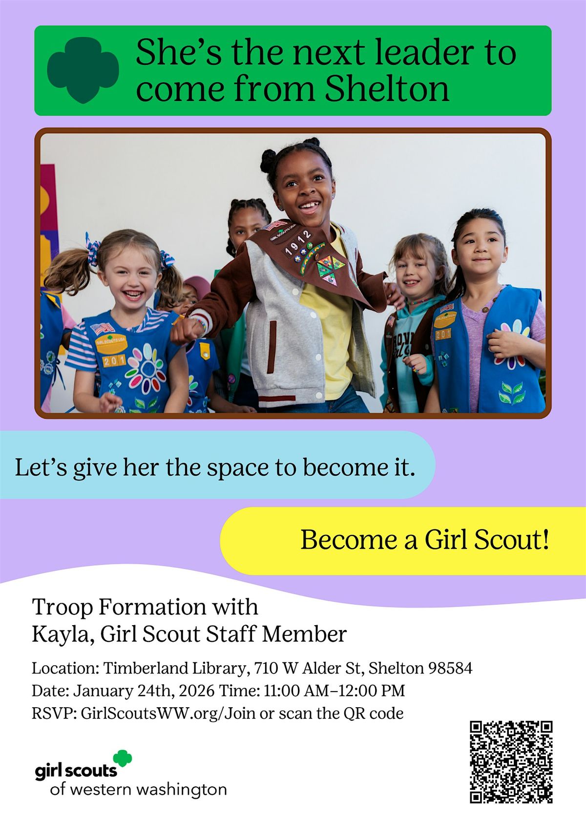 Shelton Grow with Girl Scouts, Troop formation with GSWW Staff Kayla at ...