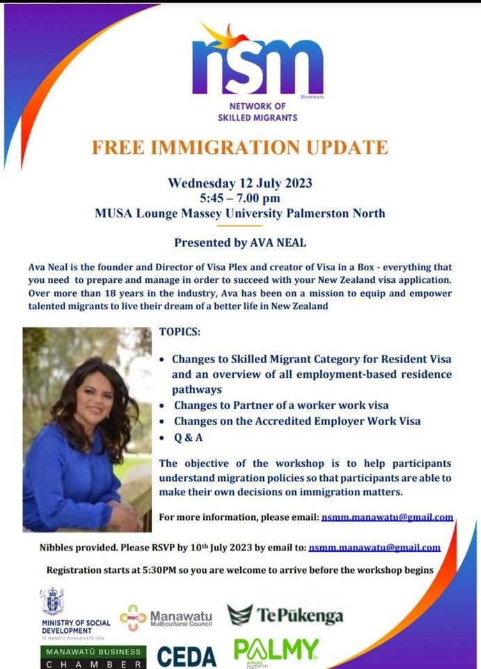 Immigration Workshop with Ava Neal at MUSA - Massey University Students' Association, Palmerston ...