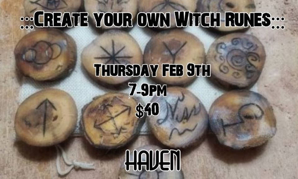 Create your own set of Witch Runes! at HAVEN HdG, Havre De Grace on 9th ...