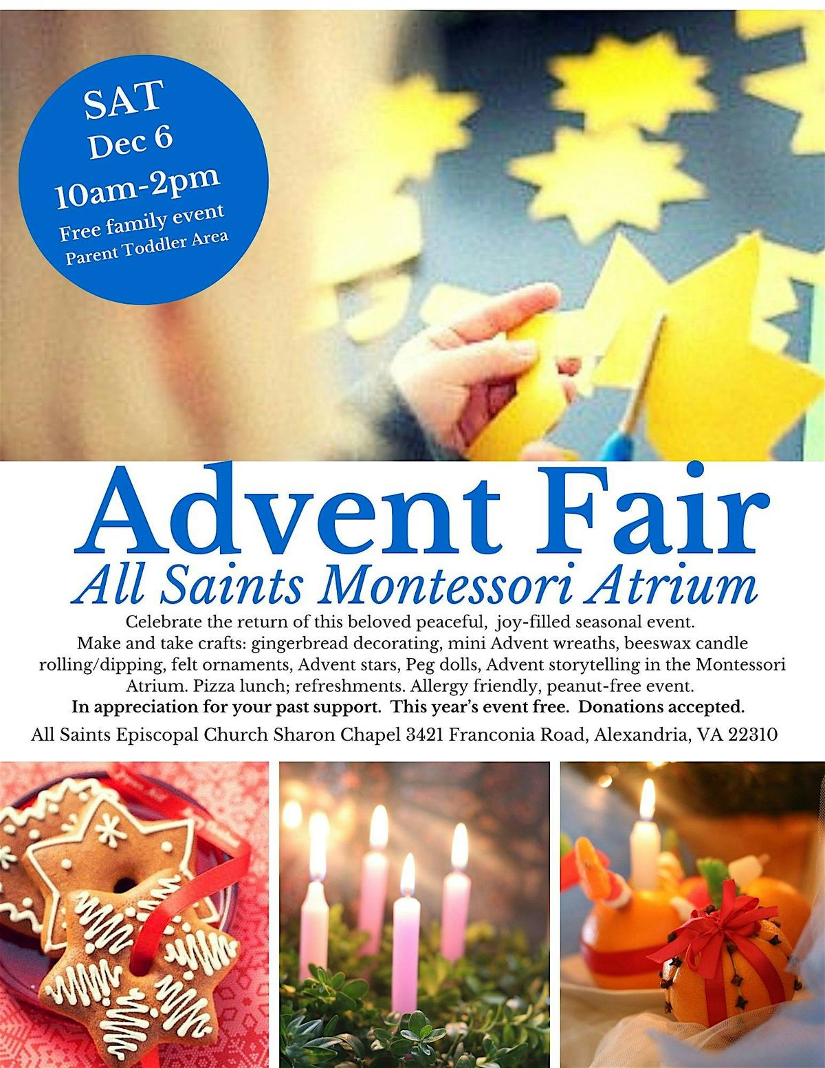 FREE Family Advent Fair at All Saints Episcopal Church Sharon Chapel ...