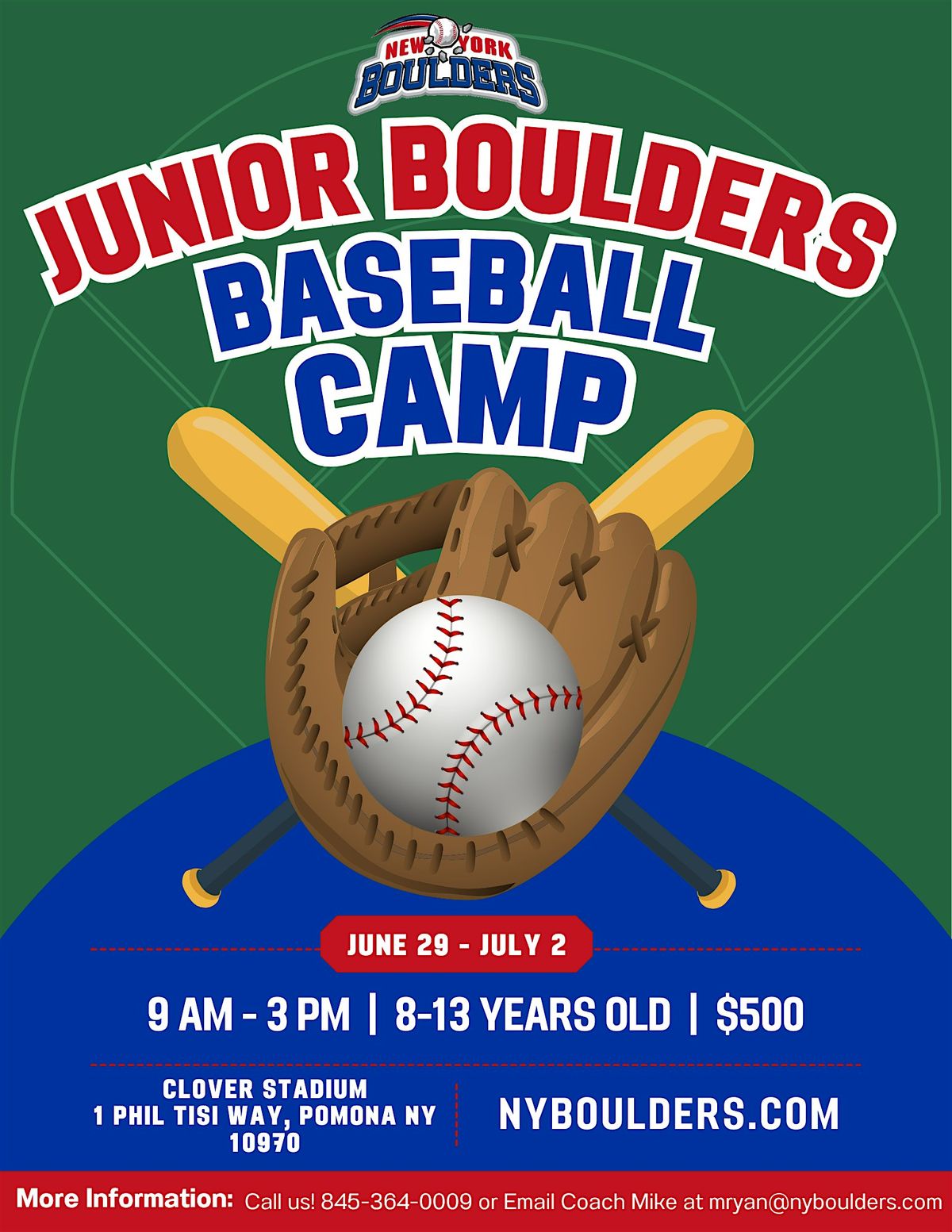 NY Boulders - Baseball Camp at Clover Stadium, Pomona on 29th June, 2026