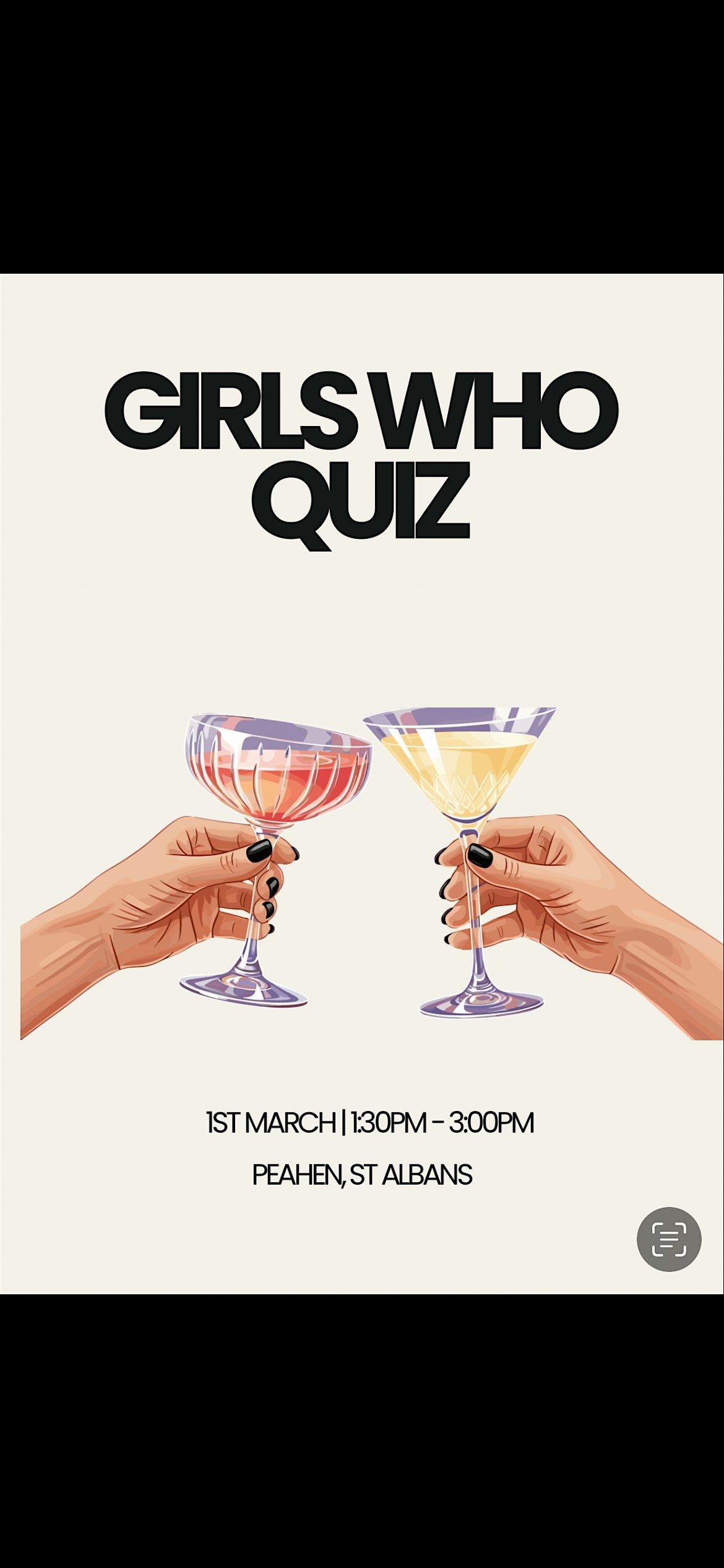 Girls who quiz at Peahen, St Albans on 1st March, 2026