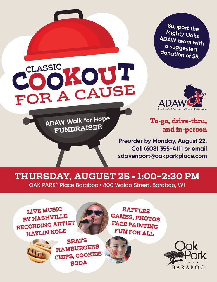 Classic Cook Out For A Cause | Oak Park Place Baraboo | August 25, 2022