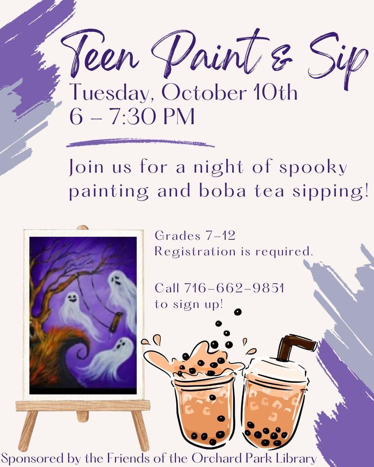 Teen Paint & Sip at Orchard Park Public Library on 10th October, 2023