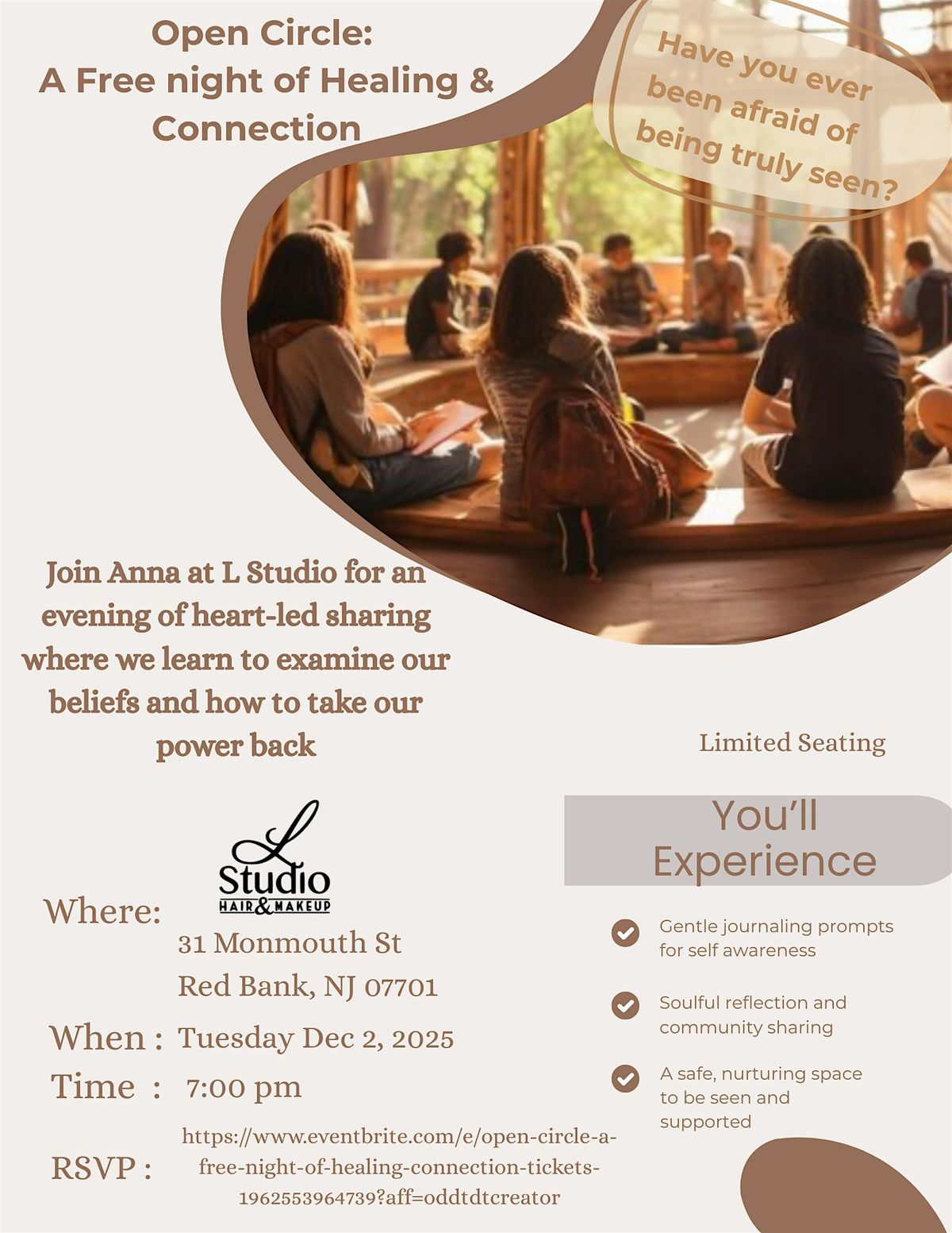 Copy of Open Circle: A Free Night of Healing & Connection at L Studio ...