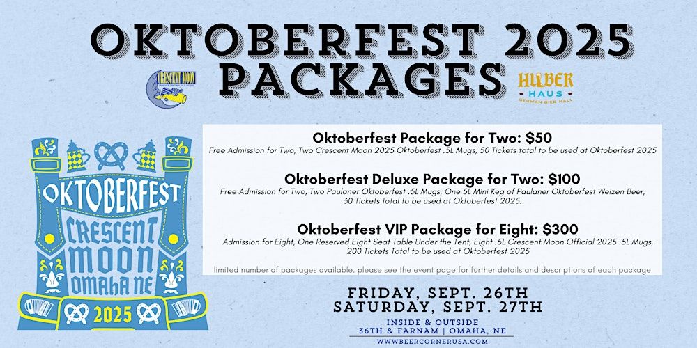 Oktoberfest Packages 2025 - Crescent Moon at Crescent Moon Ale House ...