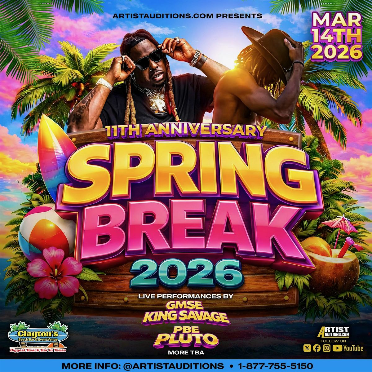 GMSE KING SAVAGE X PBE PLUTO [SPRING BREAK 2026] at Clayton's Beach Bar ...
