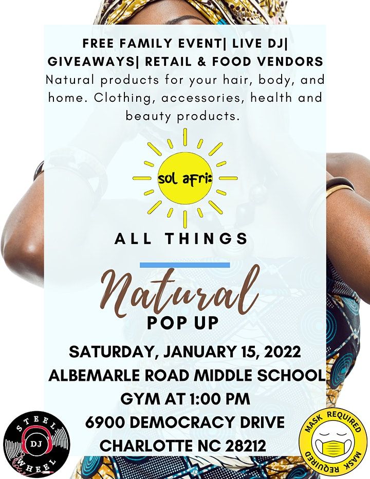 SOL AFRI: ALL THINGS NATURAL POP UP at Albemarle Road Middle School ...