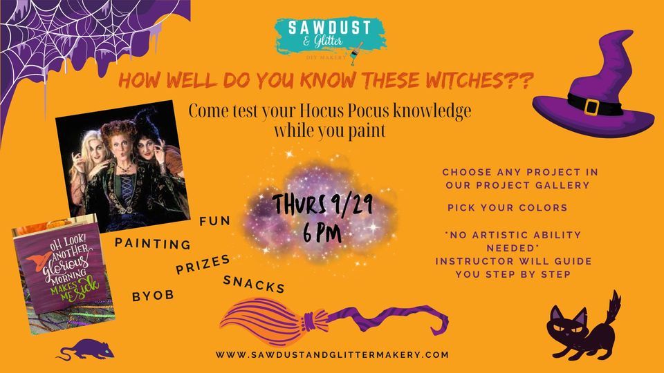 Hocus Pocus Trivia & Paint Night at Sawdust & Glitter DIY Makery, Poughkeepsie on 29th September ...