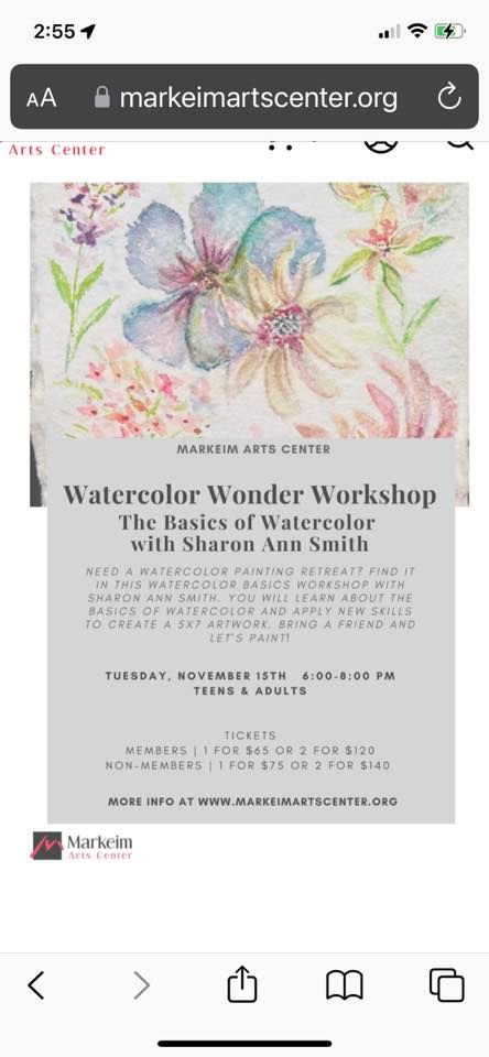 Watercolor Wonder at Markeim Arts Center, Haddonfield on 15th November ...