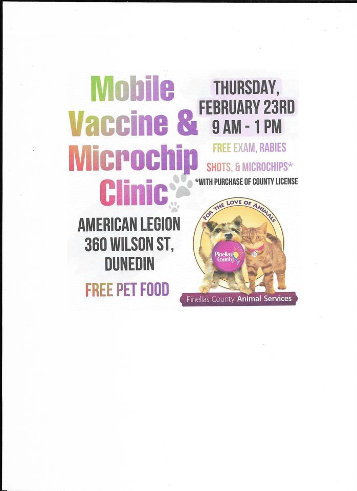 Mobile Vaccine & Microchip Clinic at Dunedin American Legion Post 275 ...