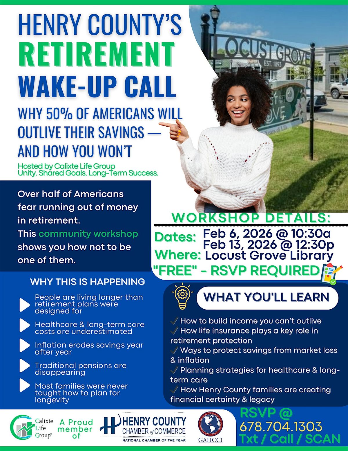 HENRY COUNTY COMMUNITY WORKSHOP " RETIREMENT WAKE-UP CALL " at Locust ...
