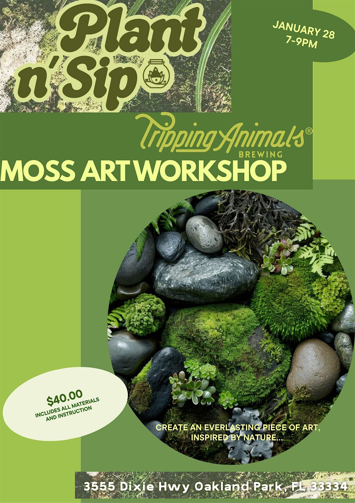 Moss Art Workshop at Tripping Animals. Plant and Sip! at Tripping ...