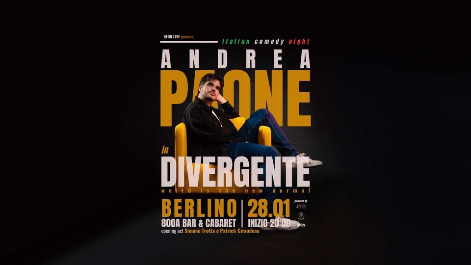 Divergente - Andrea Paone @Italian Comedy Night | 800A Bar & Cabaret ...