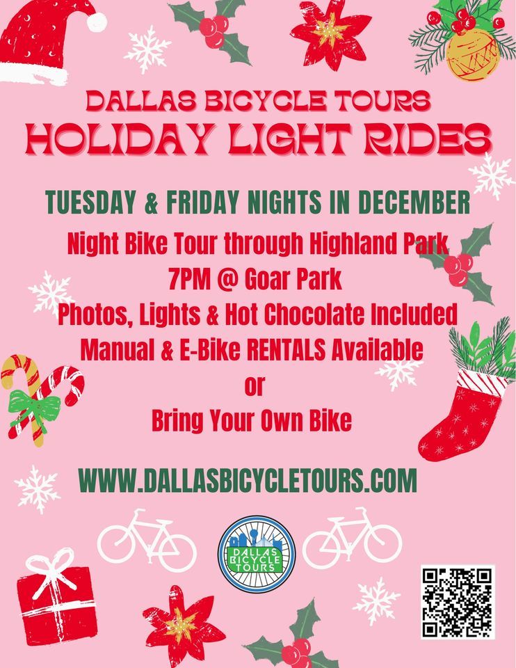 Dallas Bicycle Tours Holiday Light Ride at Goar Park, Irving on 1st ...