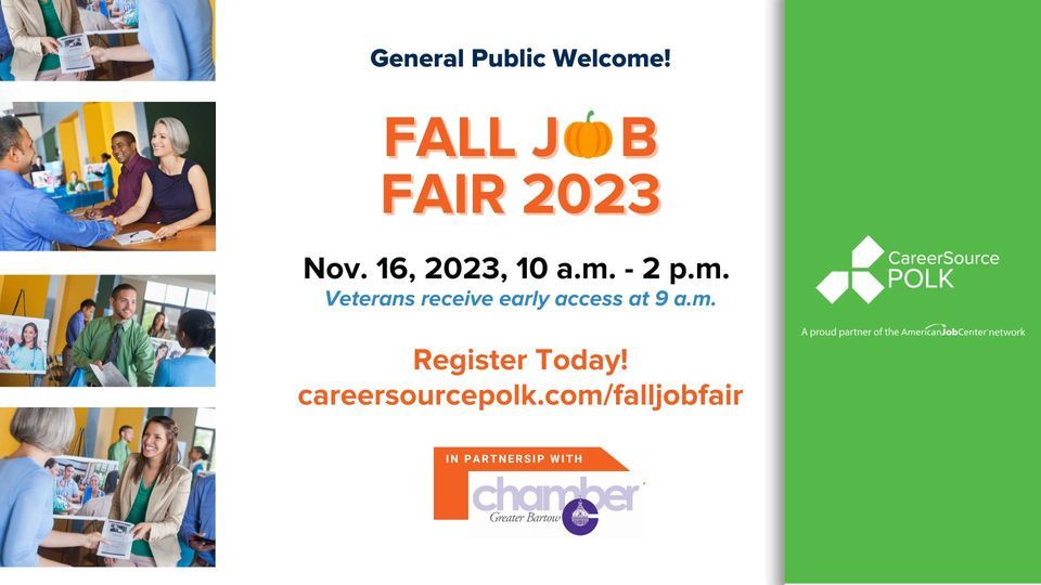 2023 Fall Job Fair (45+ Employers and Counting!) at Bartow Civic Center on 16th November, 2023