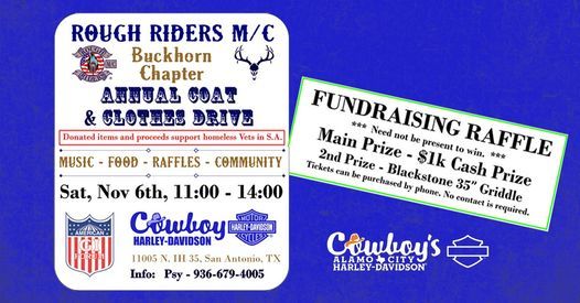 Rough Riders MC Annual Coat & Blanket Drive at Cowboy's Alamo City ...