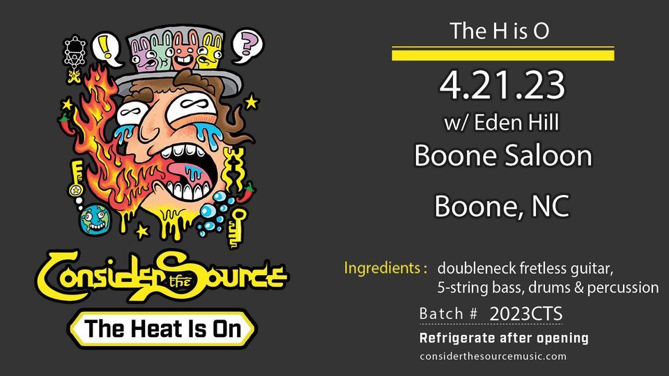 Consider The Source @ Boone Saloon w/ Eden Hill | 489 W. King Street,Boone,28607,US | April 21, 2023