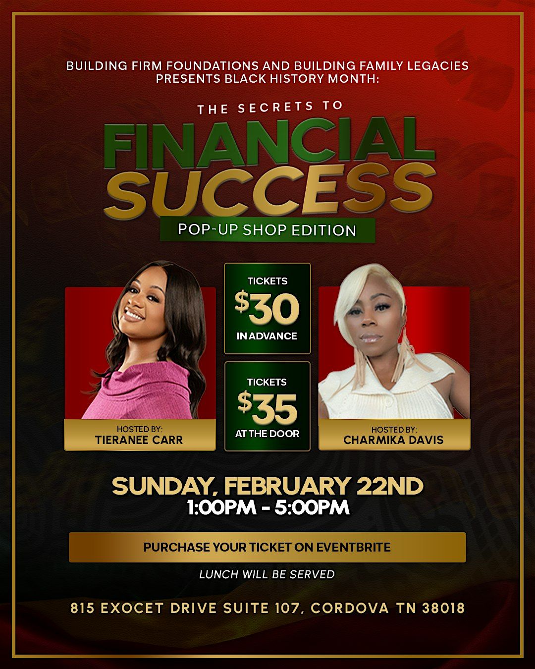 The Secrets to Financial Success: Pop Up Shop Edition at 815 Exocet Dr ...