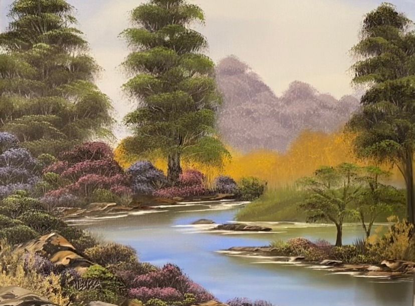 Bob Ross - Springtime - Oil Paint & Sip Canvas Class | Painted Grape ...