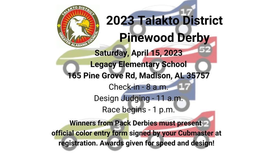 2023 Talakto District Pinewood Derby | Legacy Elementary School ...