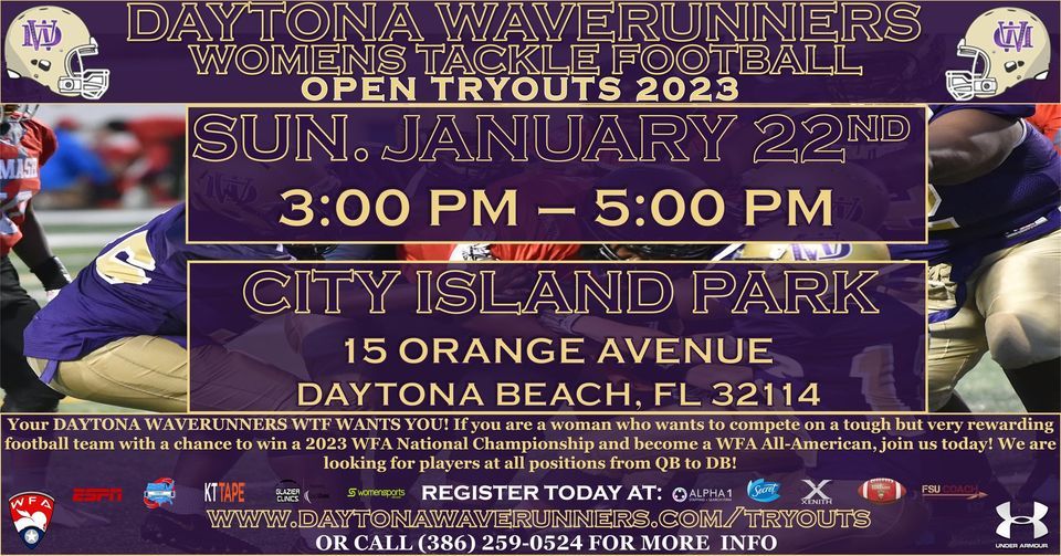 Daytona Waverunners Womens Tackle Football Team 2023 Open Tryouts at ...
