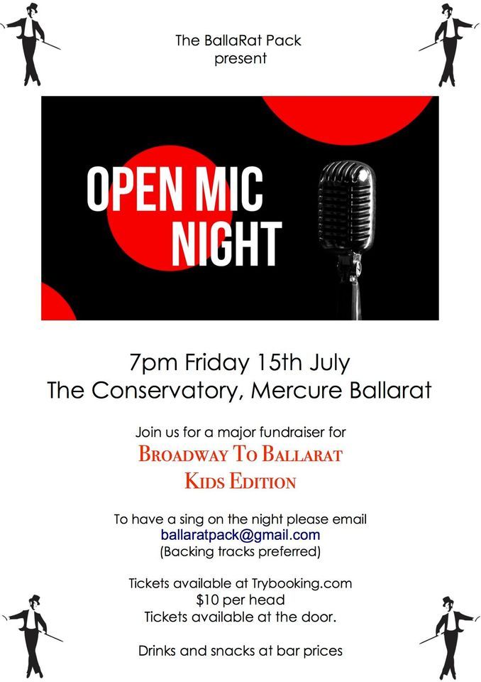 Open Mic Night Fundraiser | Mercure Ballarat | July 15, 2022