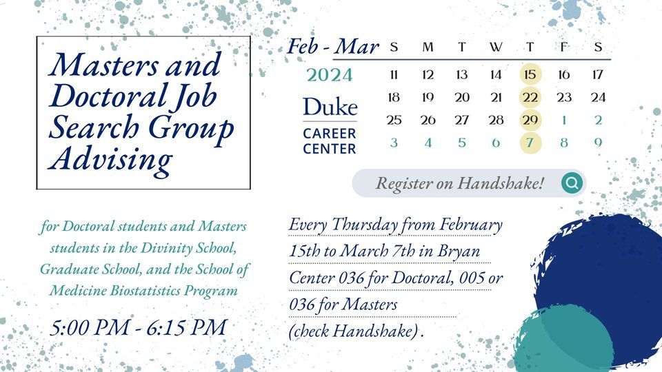 Masters and Doctoral Job Search Group Advising | 120 Science Dr, Durham ...