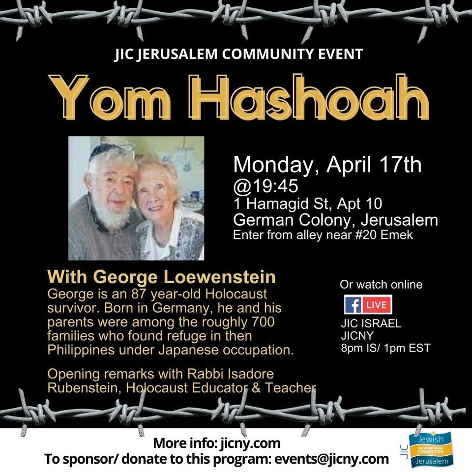 JIC Yom HaShoah program with George Loewenstein, Holocaust Survivor ...