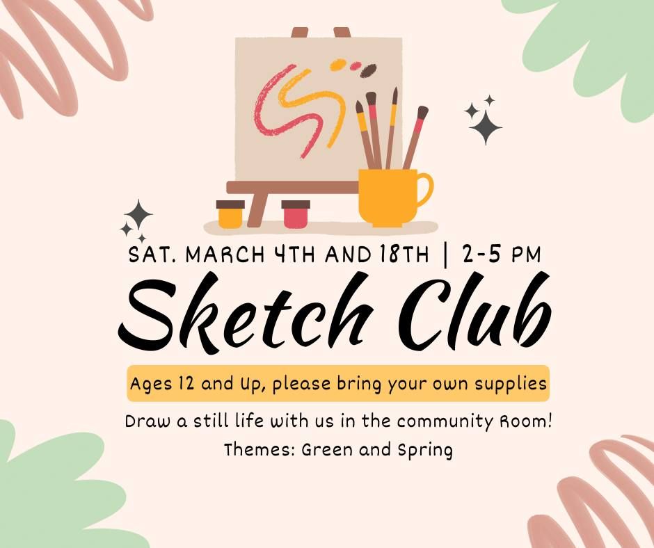 Sketch Club at Hughesville Area Public Library on 4th March, 2023