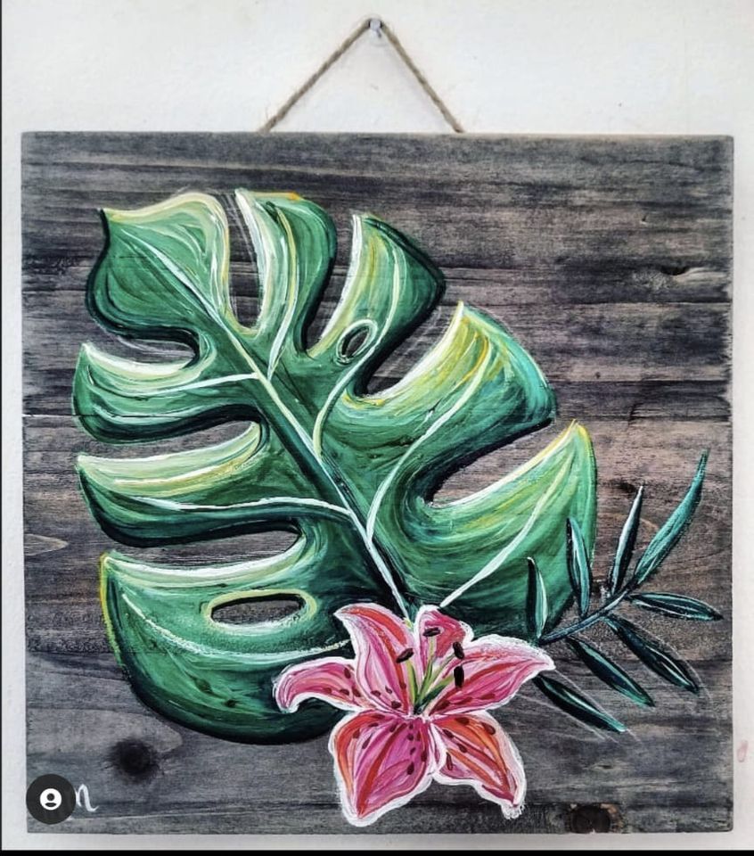 Monstera leaf and Lily Pallet Paint Night at Steam Horse Brewing, West ...