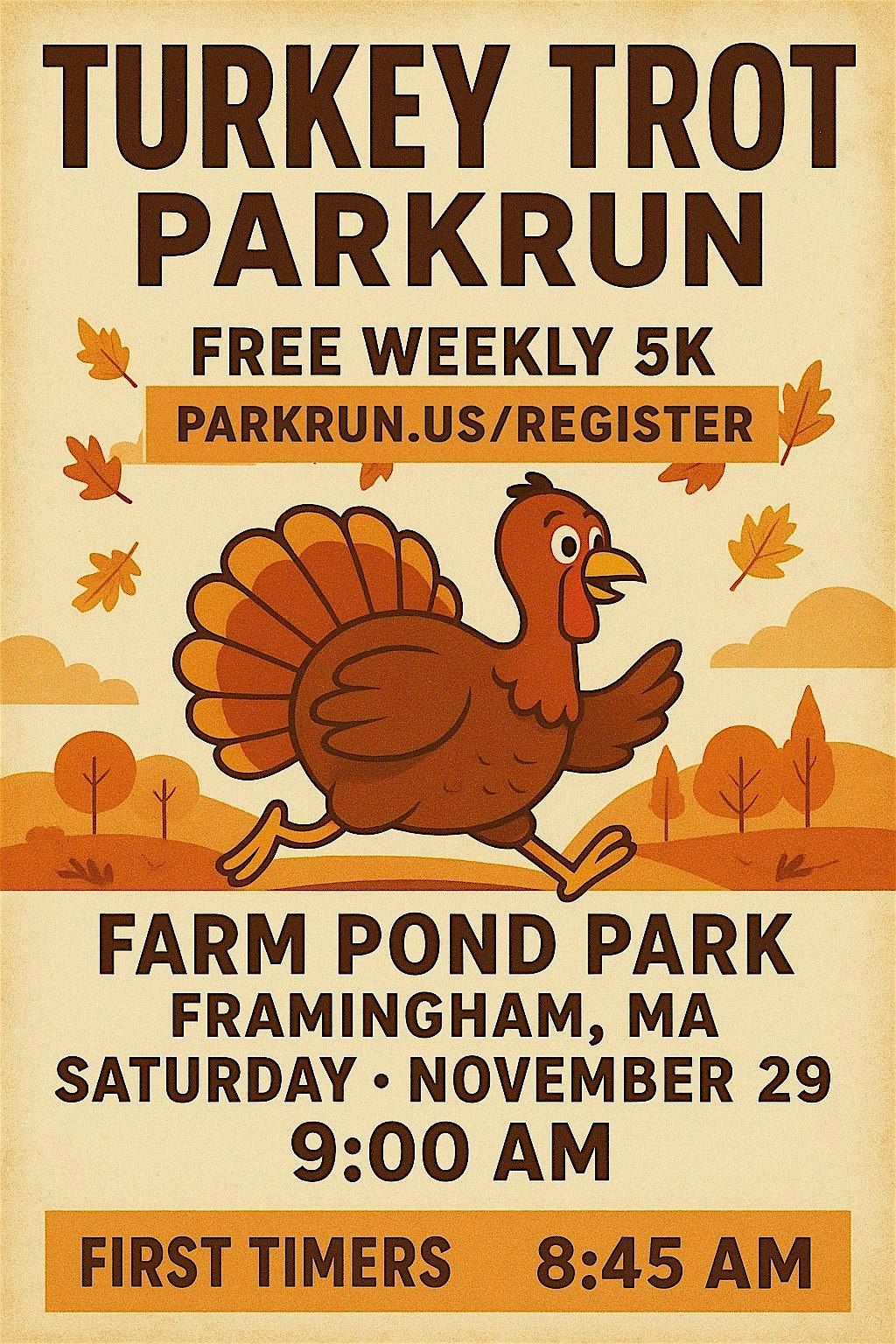 Turkey Trot - Farm Pond parkrun - free 5k community event at Farm Pond ...