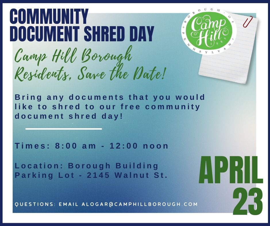 Community Document Shred Day at Camp Hill Borough on 23rd April, 2022