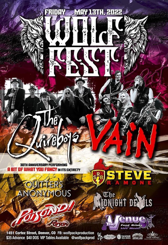 Wolf Fest 2022 with Vain and The Quireboys | The Venue, Welby, CO | May ...