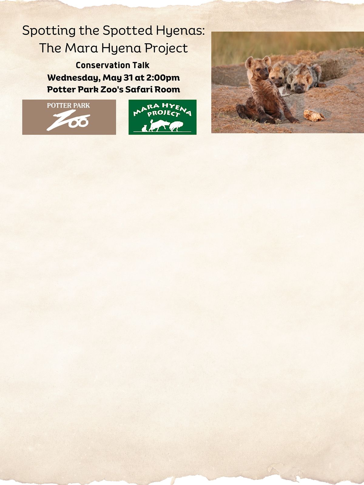 Spotting the Spotted Hyenas: The Mara Hyena Project | Potter Park Zoo ...