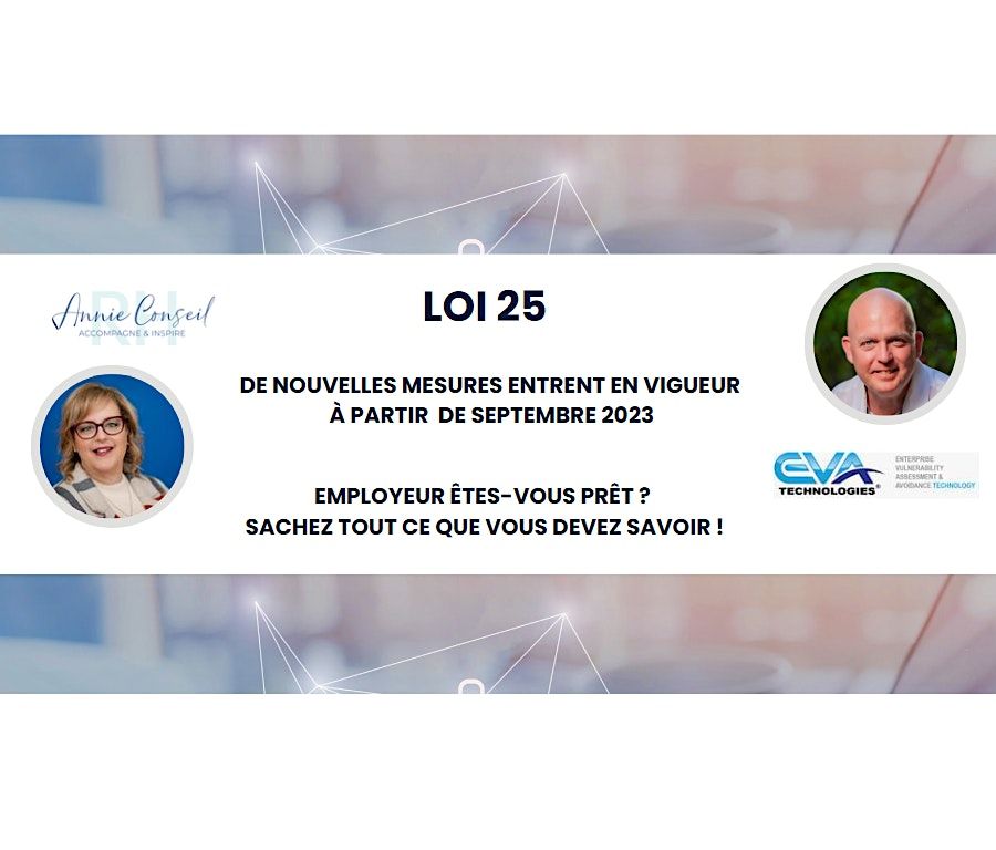 Employeur - Tout ce que vous devez savoir sur la loi 25 at J4N 1M5, Longueuil on 6th September, 2023