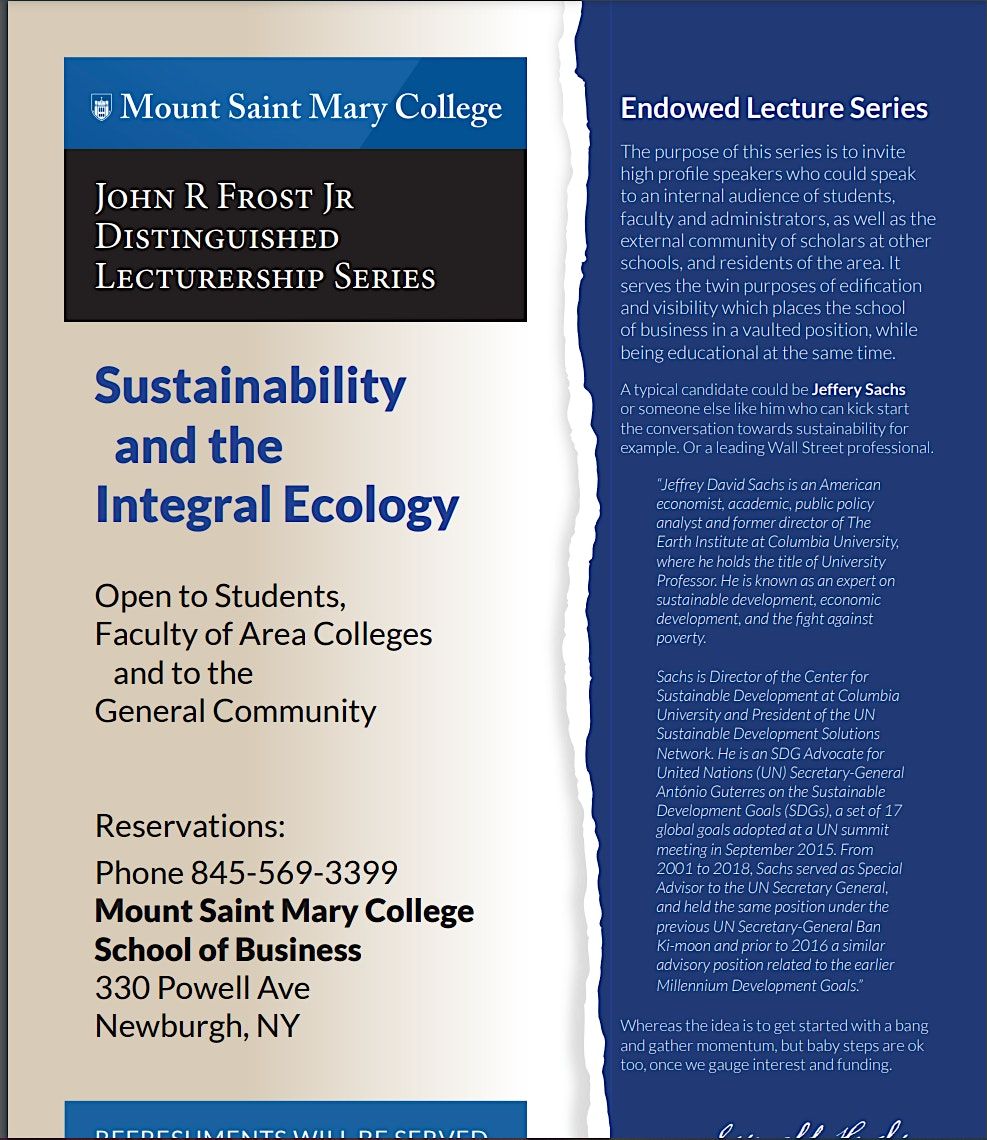Sustainability and the Integral Ecology at Desmond Center Auditorium ...