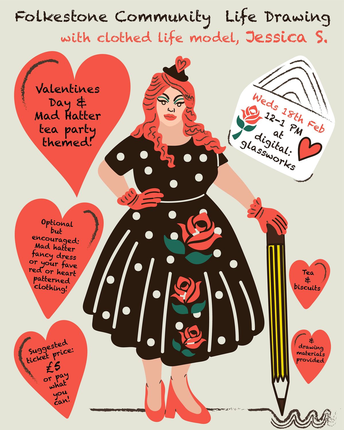 Valentines & Mad Hatter Tea Party Themed Life Drawing Session at ...