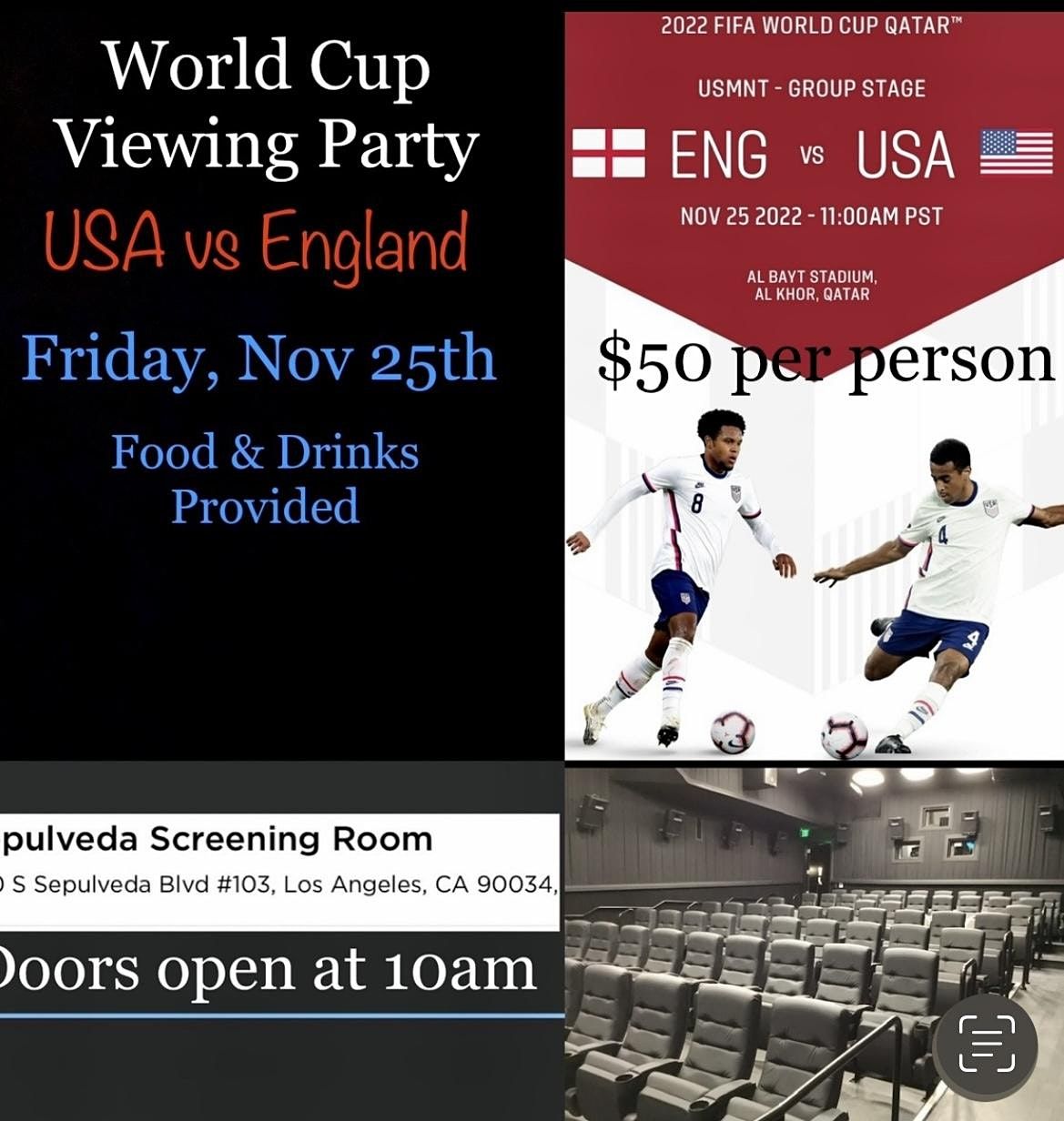 USA vs England World Cup Viewing Party in West Los Angeles | Sepulveda ...