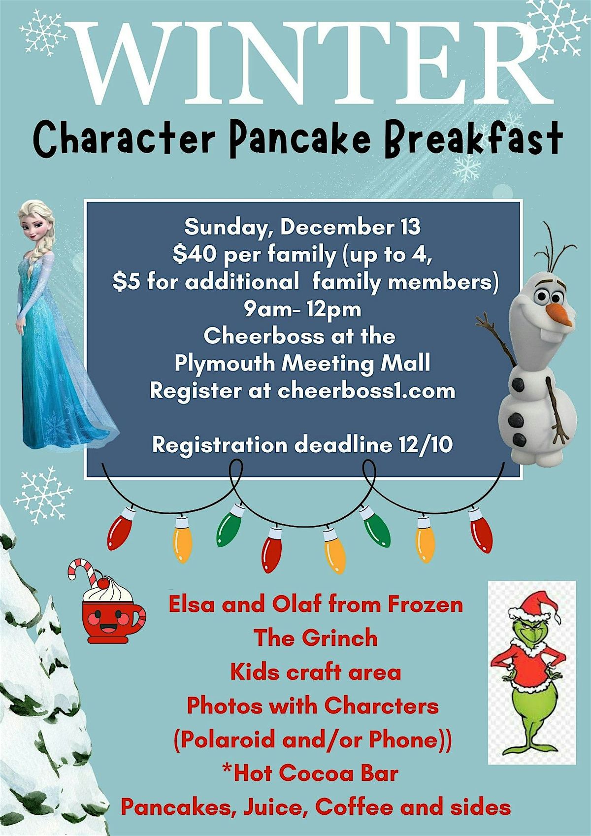 Character Pancake Breakfast at Plymouth Meeting Mall on 13th December, 2025