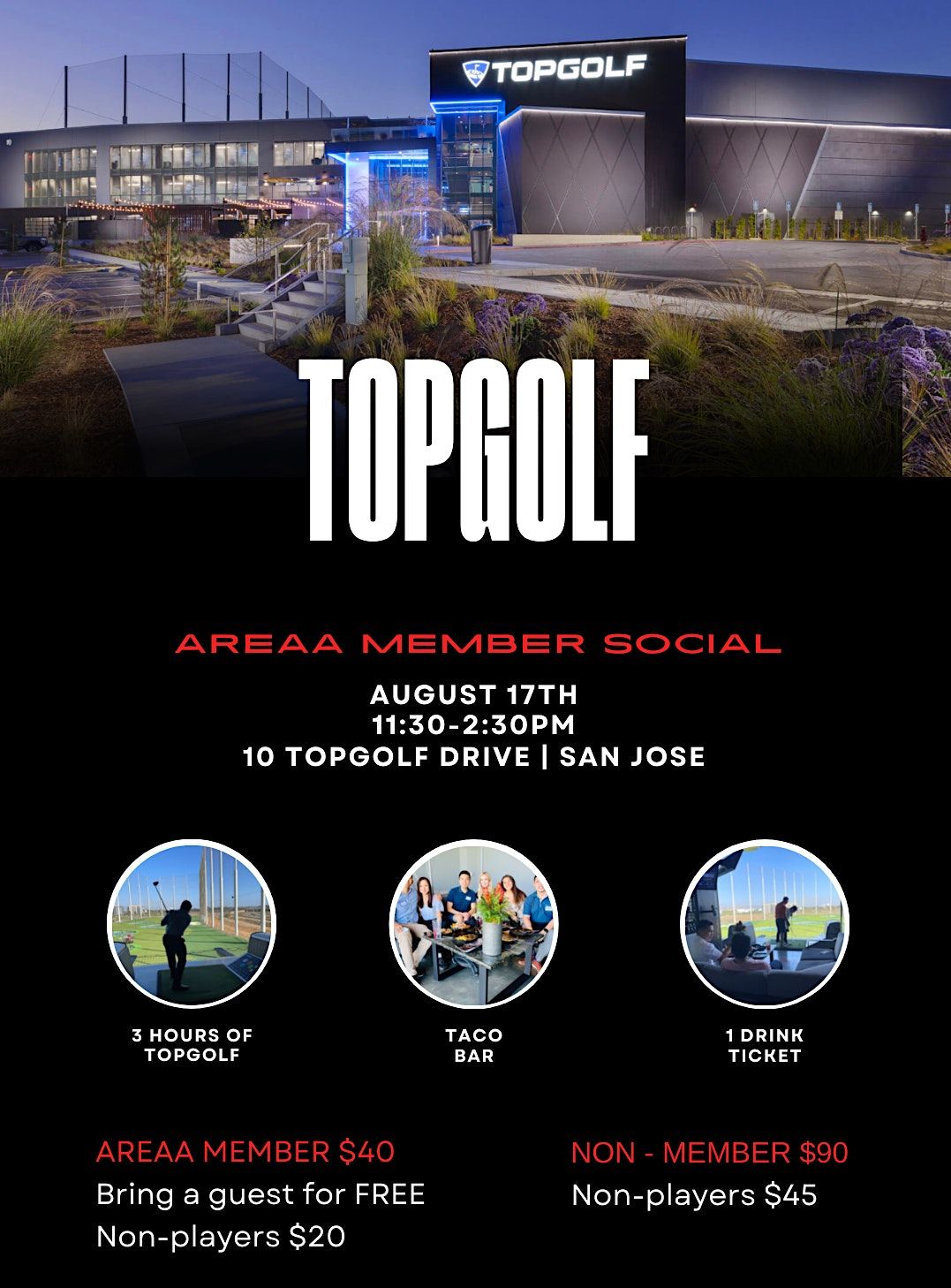 Top Golf Networking with AREAA | Topgolf, San Jose, CA | August 17, 2022