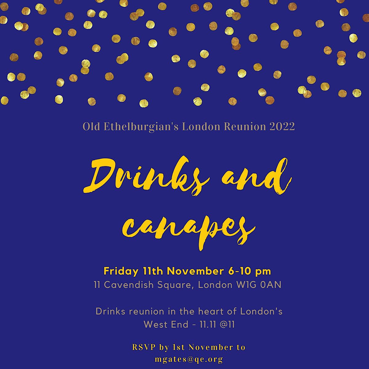 Old Ethelburgians London Drinks and Canapes Reunion 2022 | 11 Cavendish ...