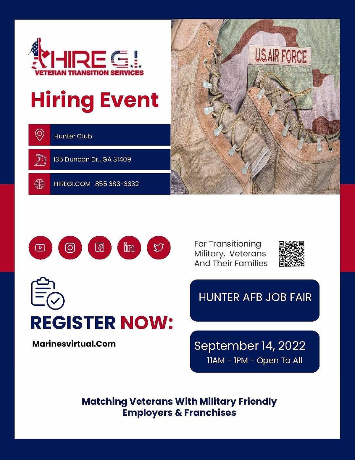 Hunter AFB Hiring Event - Sept 2022 | Hunter Club, Savannah, GA ...