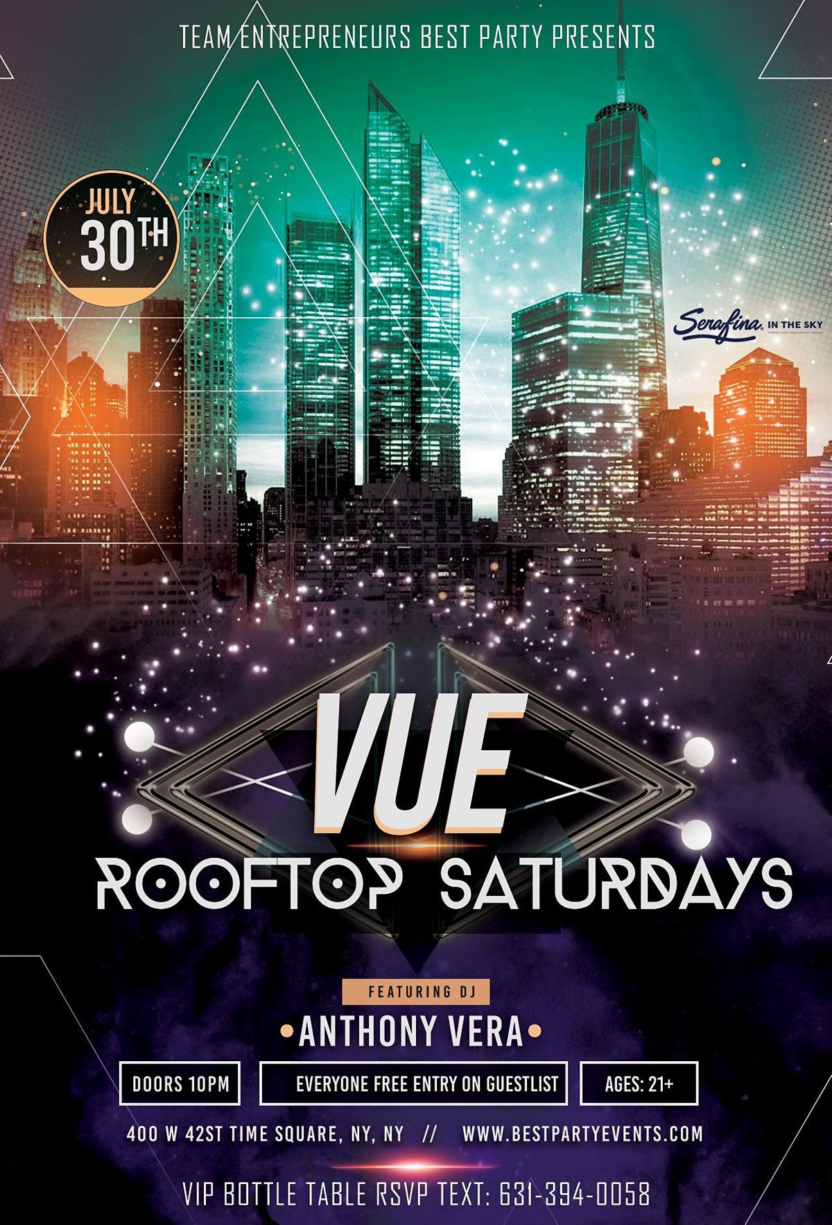 VUE SARAFINA ROOFTOP SATURDAYS at Pod Times Square Hotel, New York on ...