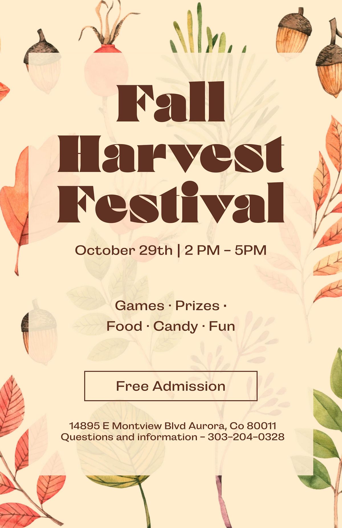 Fall Harvest Festival at 14895 E Montview Blvd, Aurora on 29th October ...
