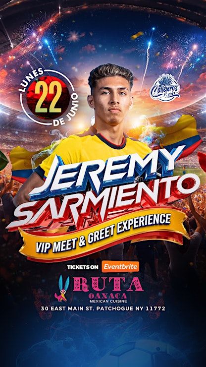 Jeremy Sarmiento VIP Meet & Greet Experience | Patchogue, NY at Ruta ...
